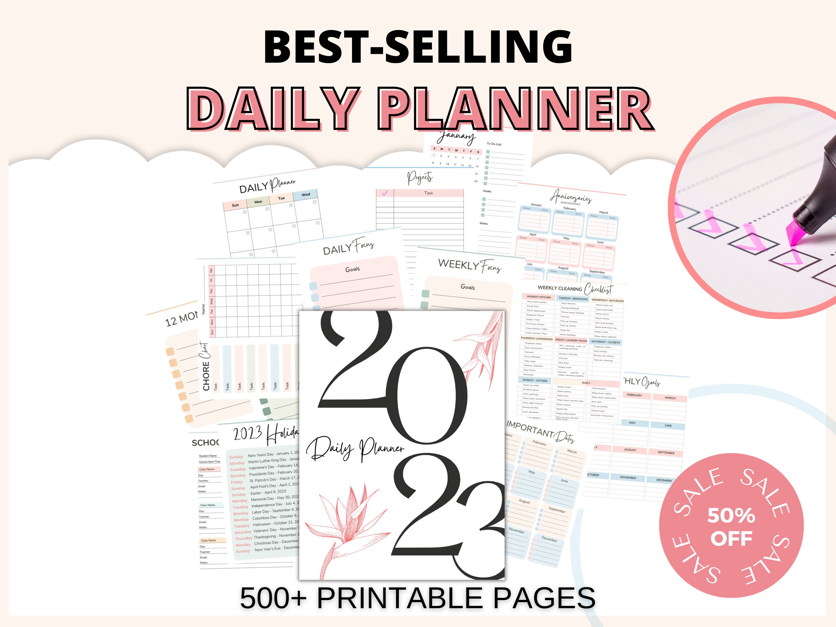 Printable Daily Planner Pages 2023 Daily Journal Daily to Do List Daily ...