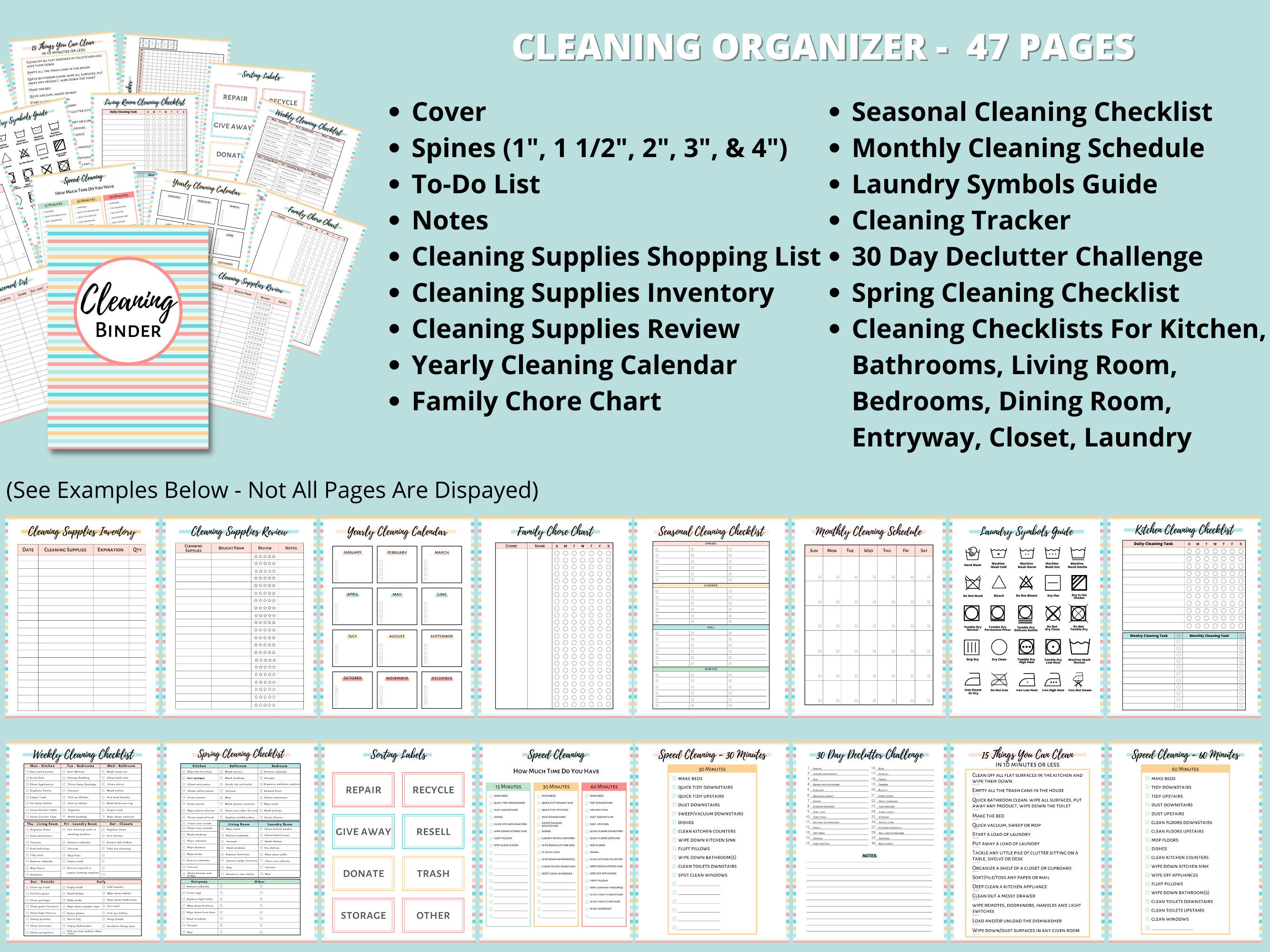 Printable Household Binder, 5 in 1 Organizing Bundle, Cleaning, Life ...