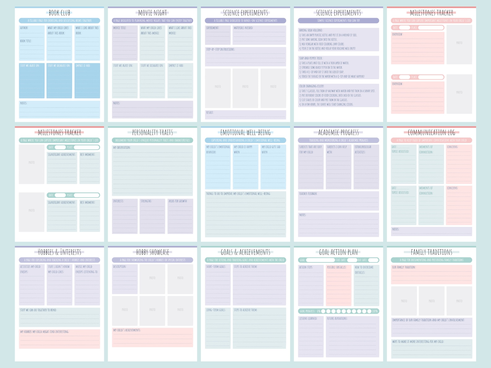 Printable Parent-child Bonding Planner | Printable Parenting Plan ...