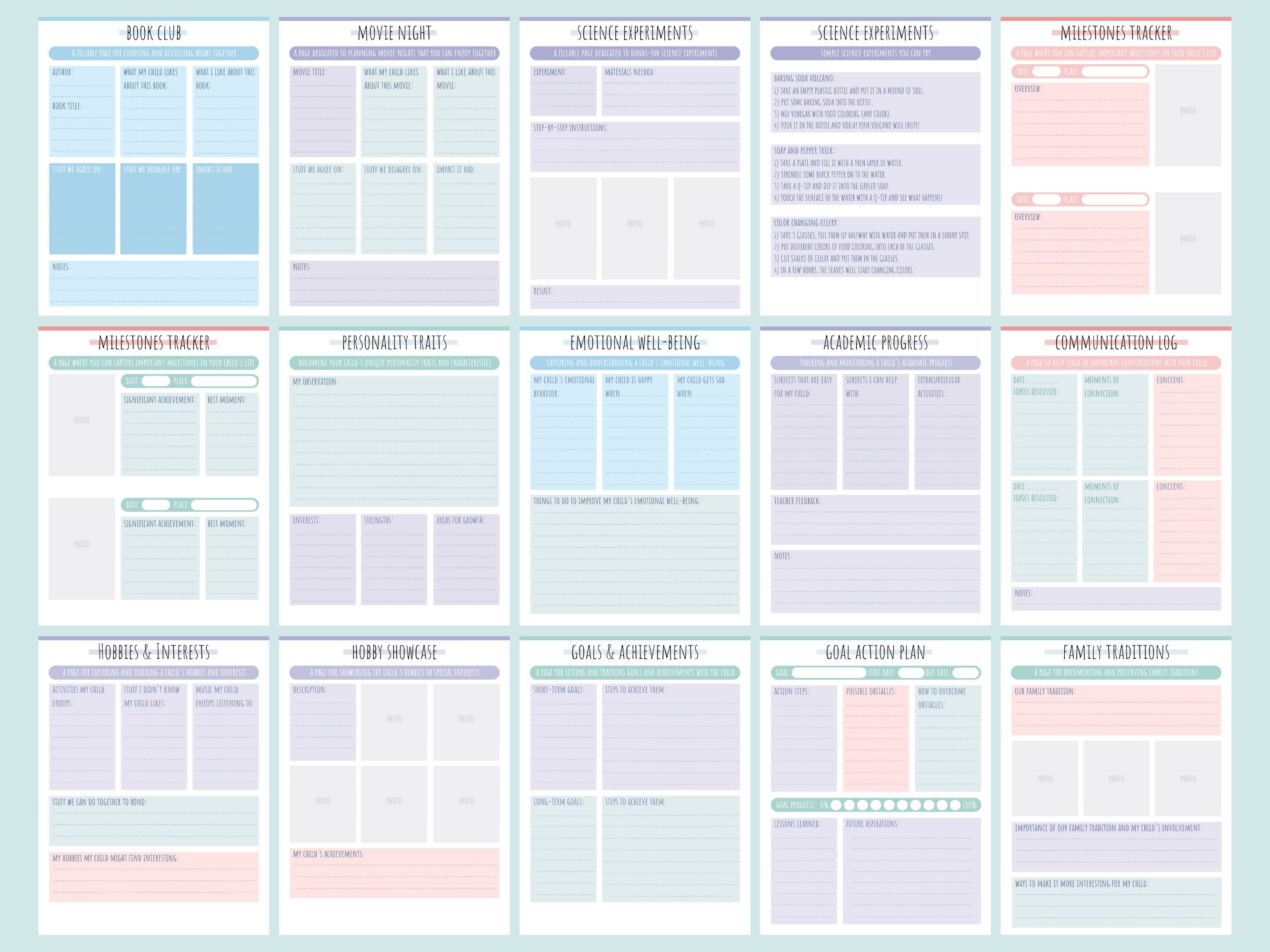 Printable Parent-child Bonding Planner | Printable Parenting Plan ...