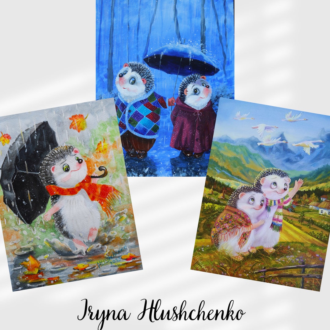 Hedgehog Postcard Set of 3, Cute Custom Postcard Set, Happy Birthday ...