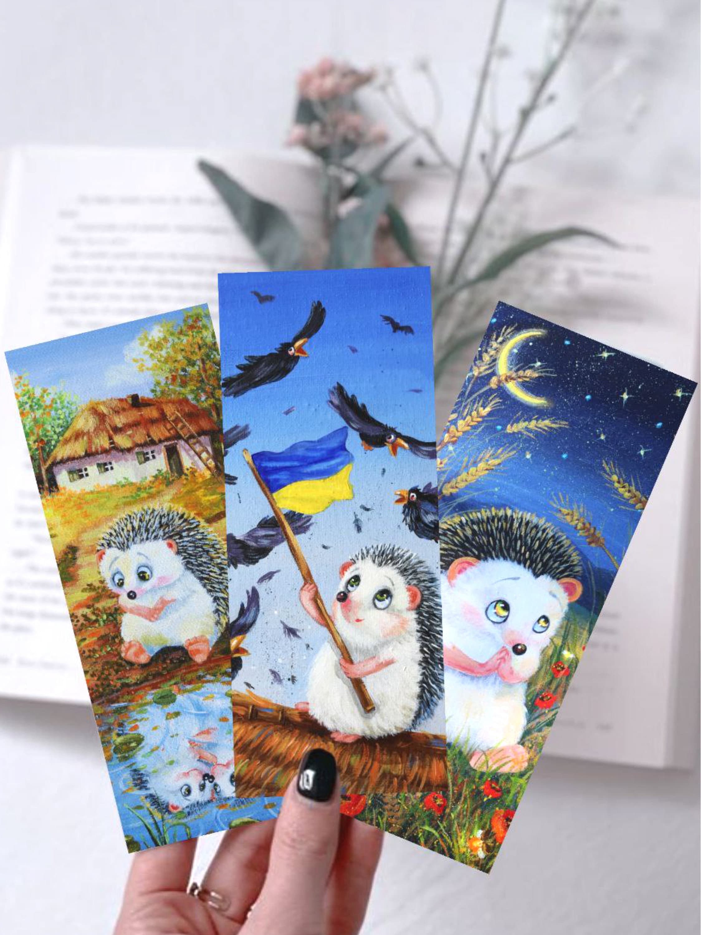 Classic Bookmarks, Cute Hedgehog, Cardboard, Adventures of Hedgehogs - Etsy