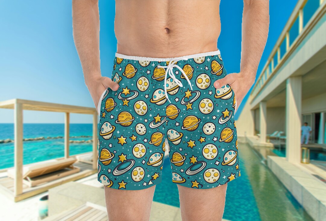 Swim Trunks AOP Cartoon Space Design Shorts, Beach Trunks , Swim Shorts ...