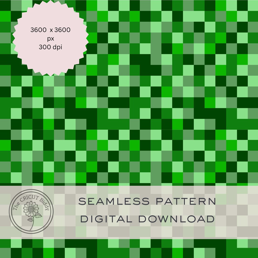 Green Pixel Art Seamless Pattern: Video Game Decor (digital Download ...