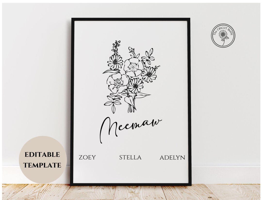 Meemaw Grandchildren Print|gift for Grandmother|mothers Day|editable ...