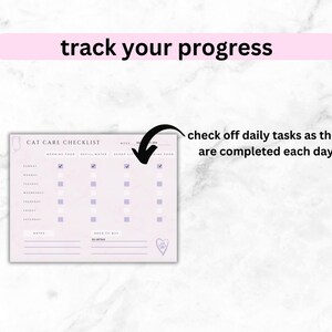 Cat Care Daily Checklist - Pink Color|pet Chore Tracker|weekly ...