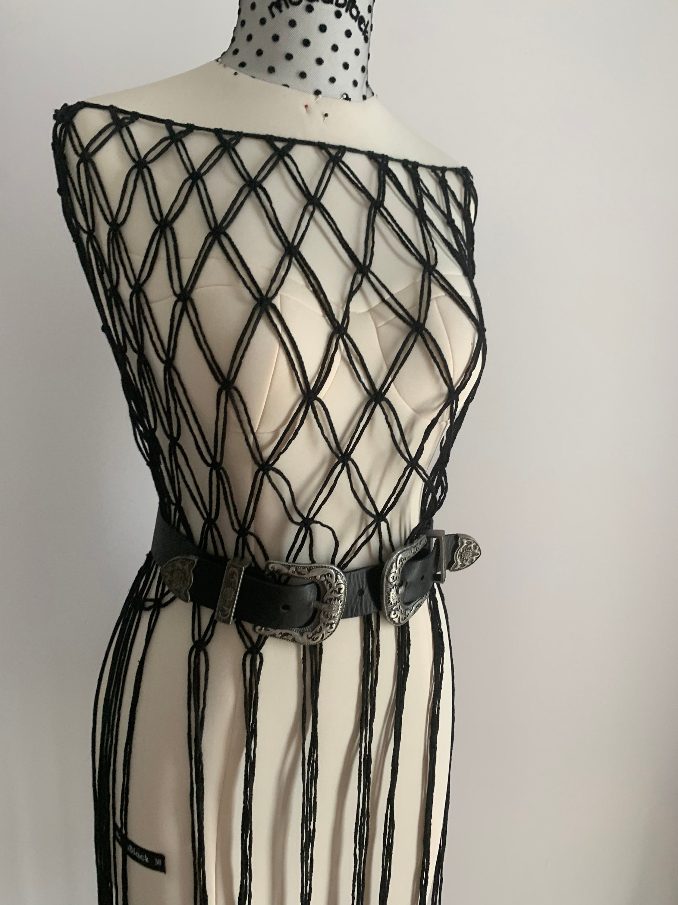 Black Fishnet Dress Macrame Dress Handmade Dress Festival - Etsy