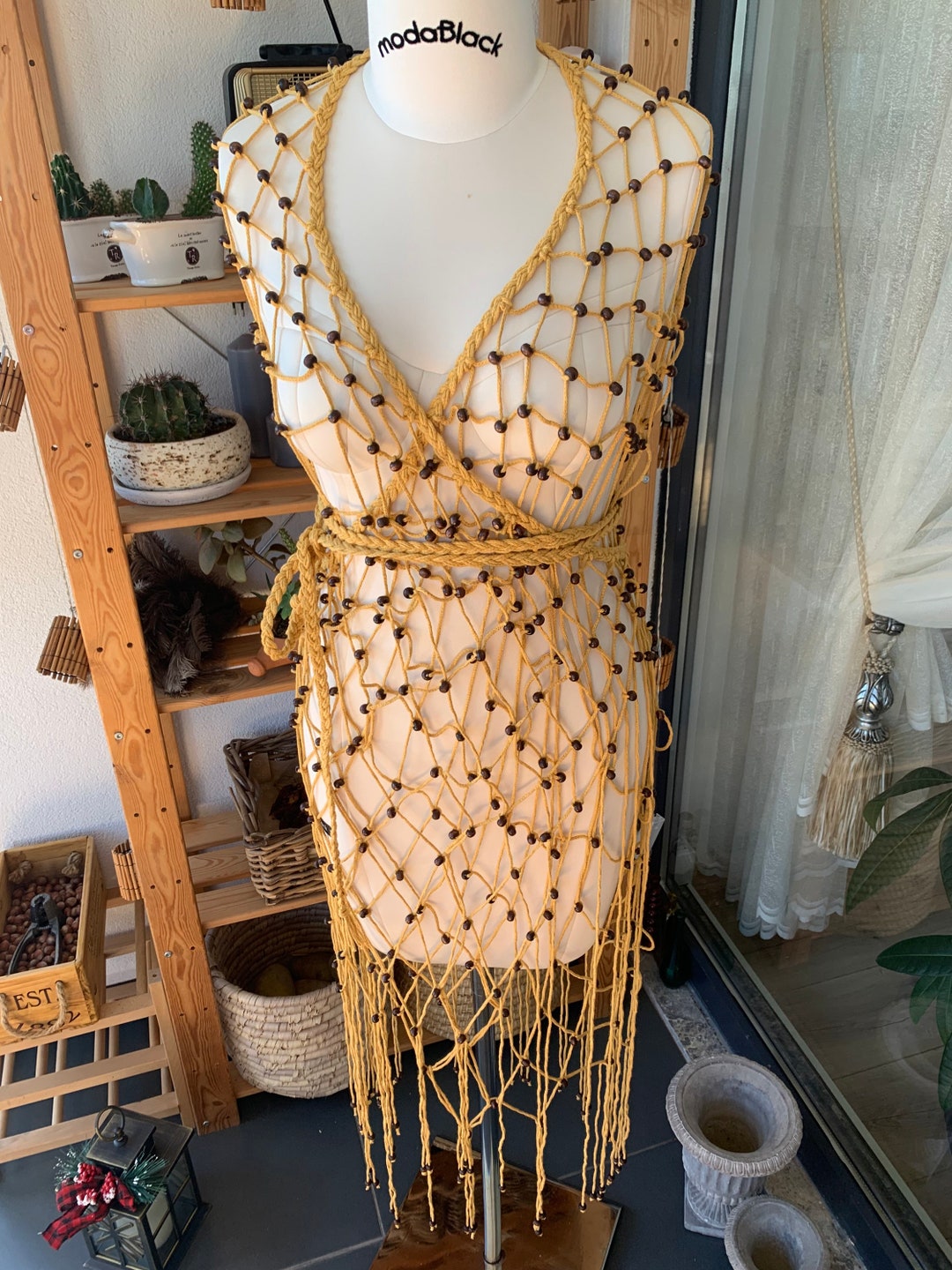 Handmade Beaded Fishnet Dress, Macrame Dress, Festival Clothing Women ...