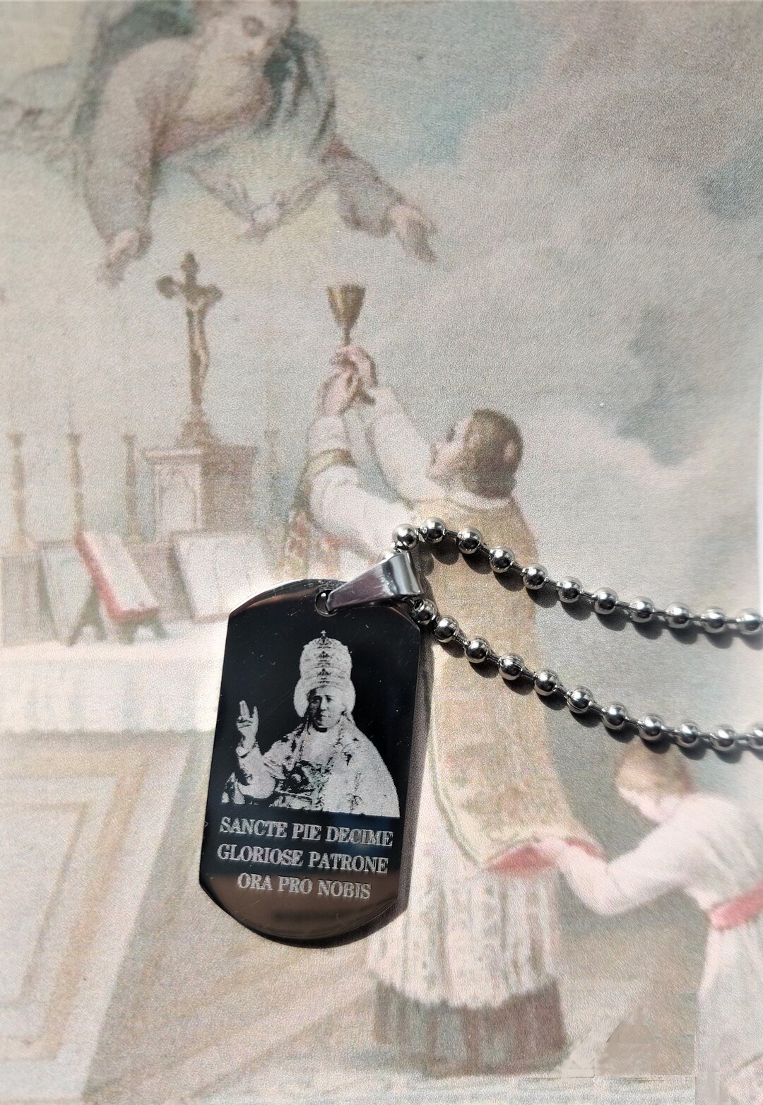 Pendant With the Image of Saint Pius X and the Symbol of the United ...