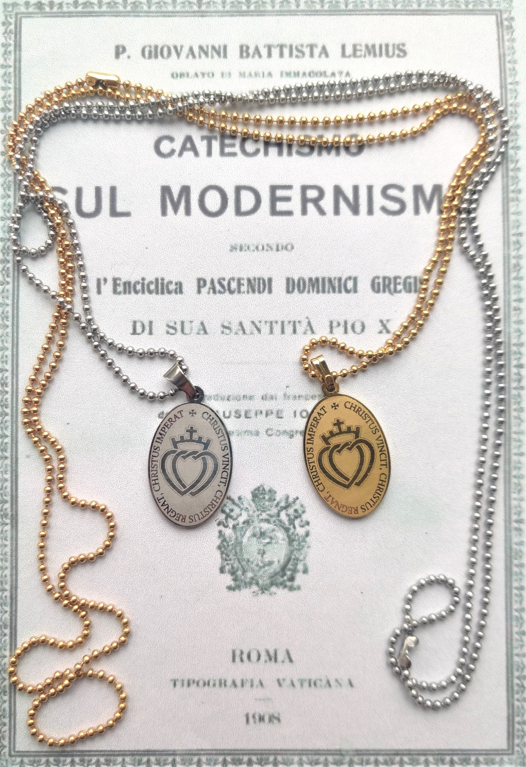 Saint Pius X Pendant and the Symbol of the United Hearts of Saint Mary ...