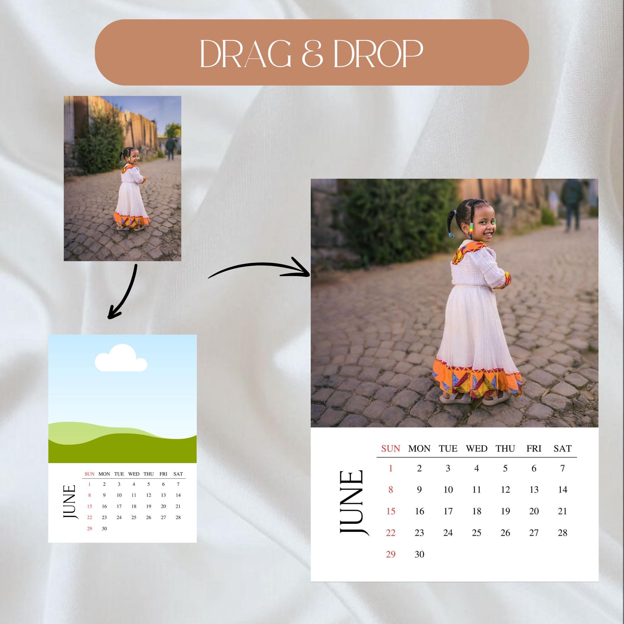 Editable Photo Calendar Template, Calendar 2025 Canva Template, Blank ...