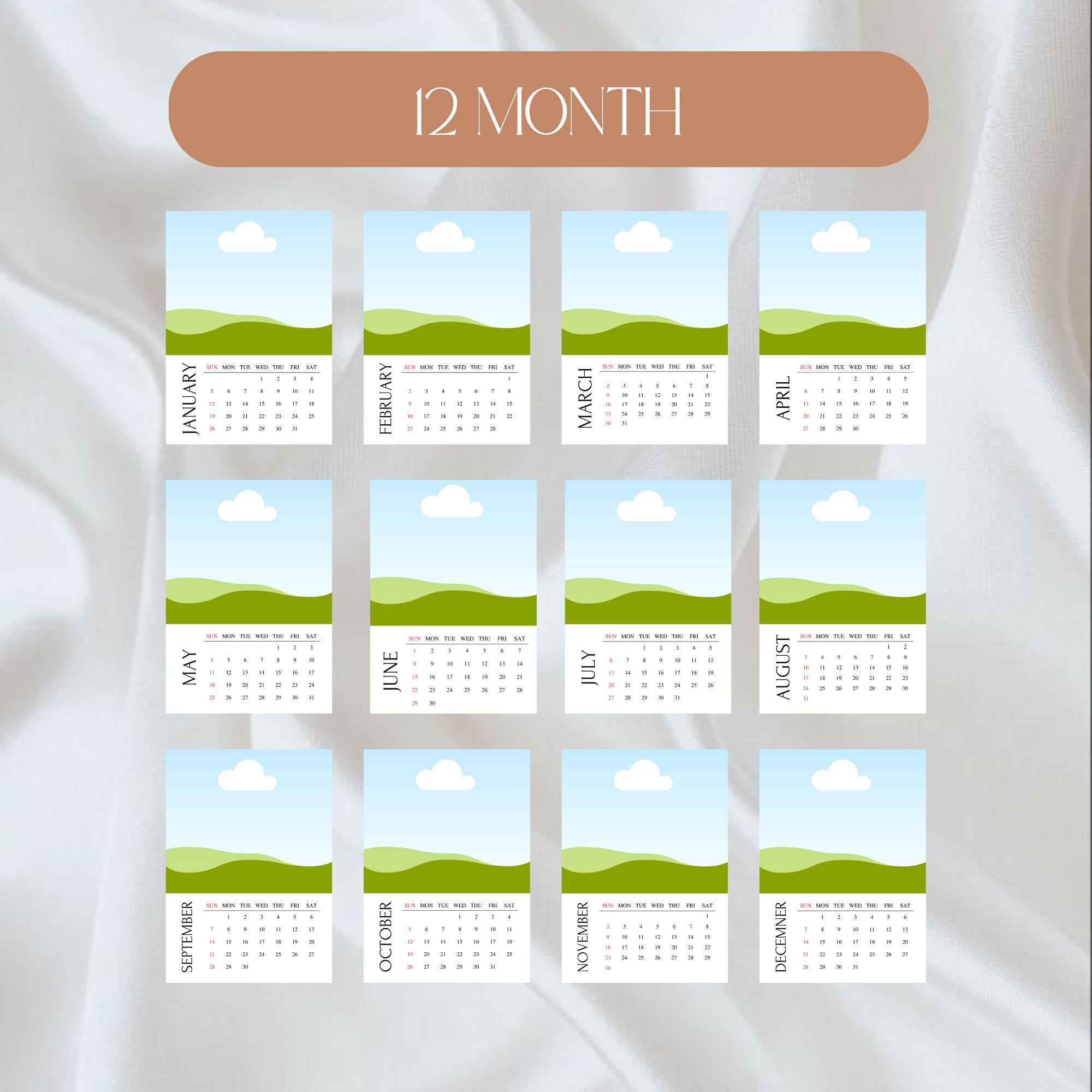 Editable Photo Calendar Template, Calendar 2025 Canva Template, Blank ...