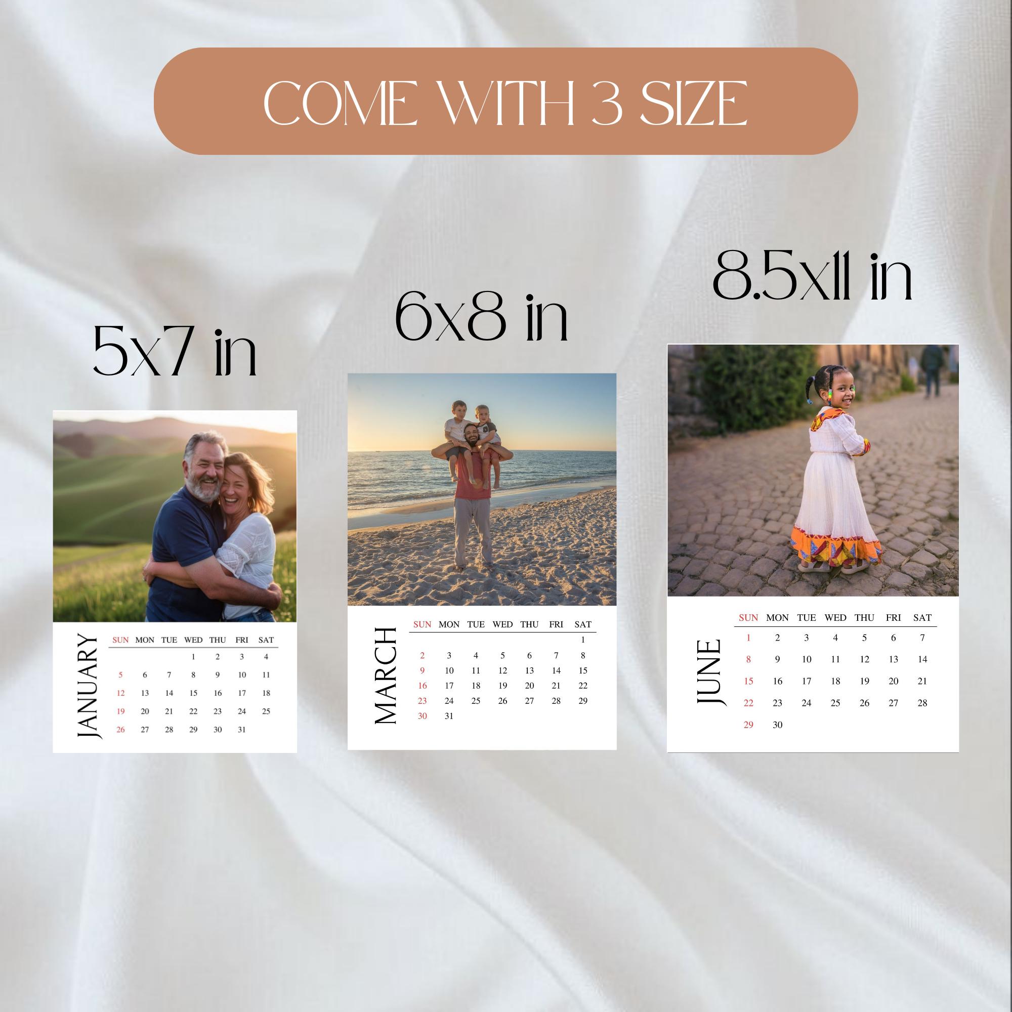 Editable Photo Calendar Template, Calendar 2025 Canva Template, Blank ...
