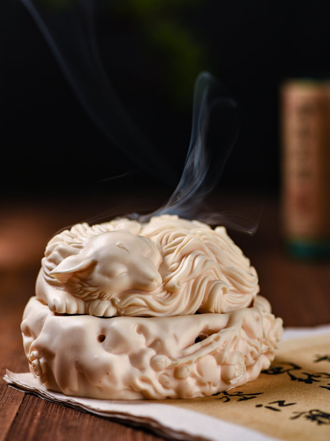 Creative Nine-tailed Fox Incense Burner, Tagua Nut Carving - Etsy