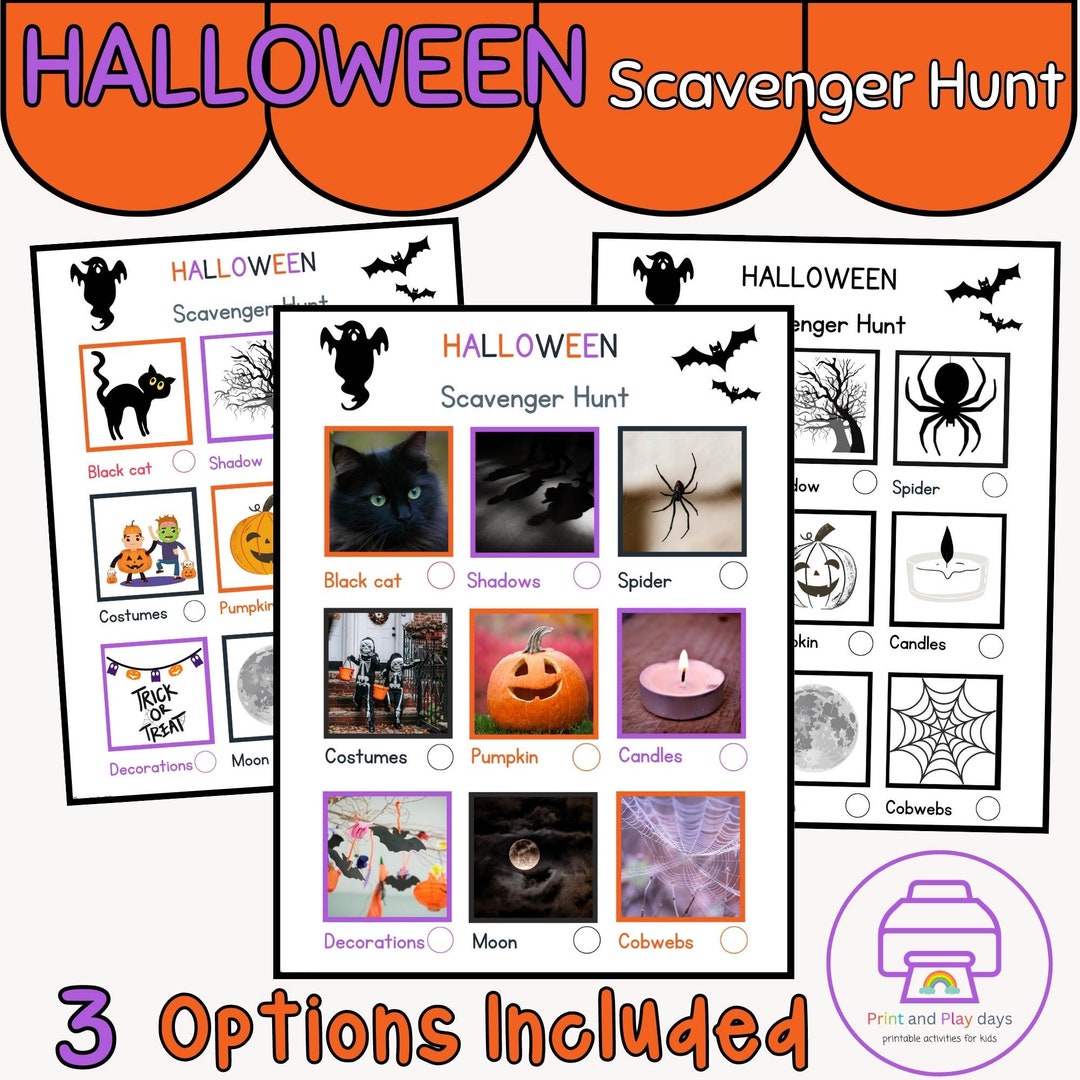Halloween Scavenger Hunt Printable Activity for Kids|trick O Treat ...