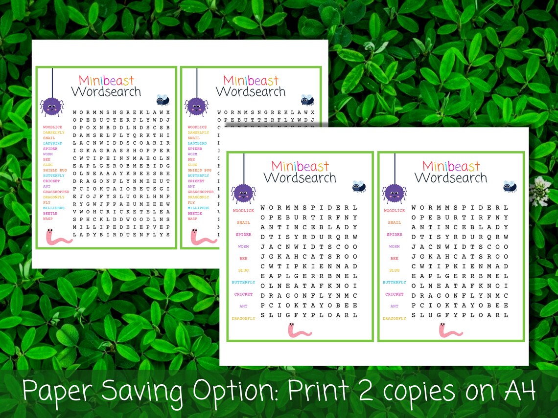 Minibeast Word Search Bugs Word Search for Kids Nature - Etsy