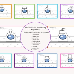 Among Us Birthday Hat Printable Templates 10 Among Us Themed Party Hat ...