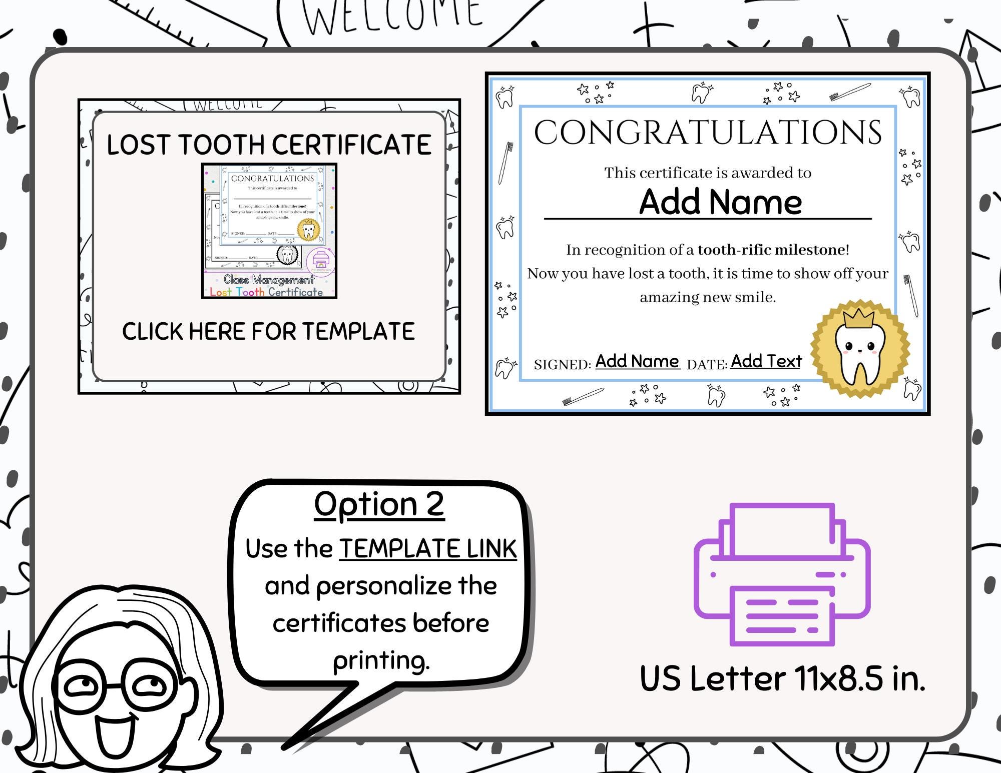 I Lost a Tooth Certificate | Tooth Fairy Certificate - Etsy