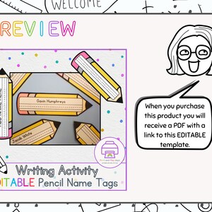 Student Name Tags . Personalised Desk Name Labels in Cute Pencil Design ...