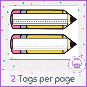 Student Name Tags . Personalised Desk Name Labels in Cute Pencil Design ...
