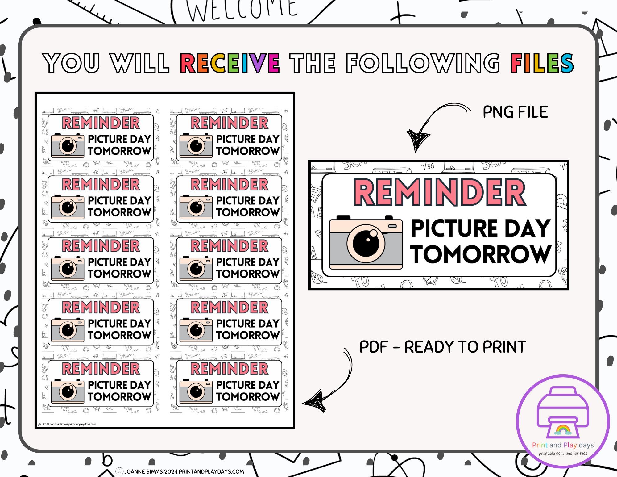 School Picture Day Reminder Sticker for Teachers and Parents | School ...