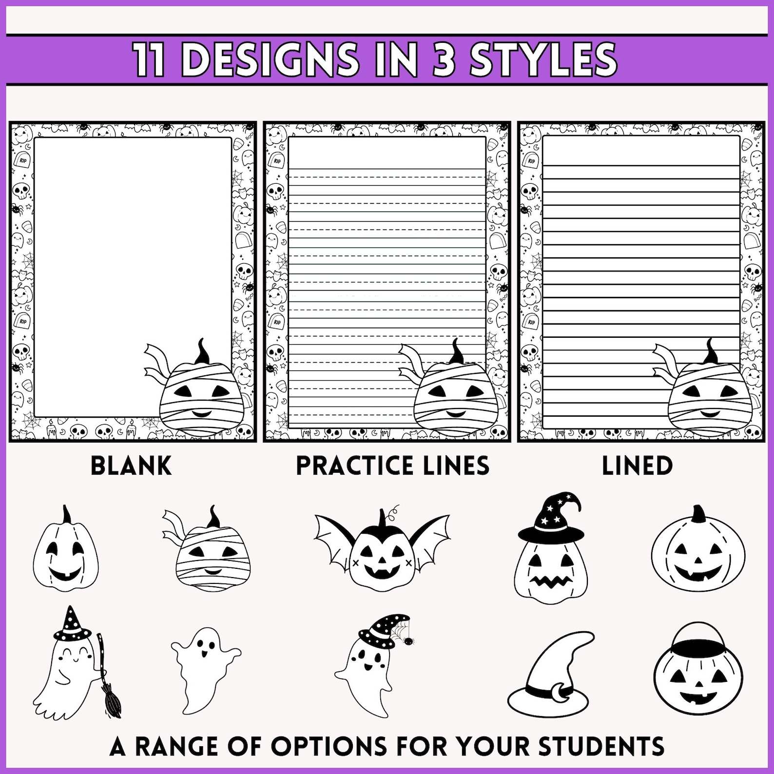 Halloween Themed Writing Paper With Borders | Halloween Classroom ...