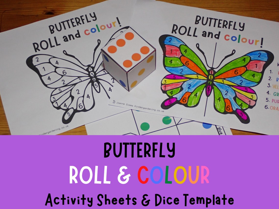 Butterfly Roll and Colour Activity Sheet With Dice Template | Roll and ...