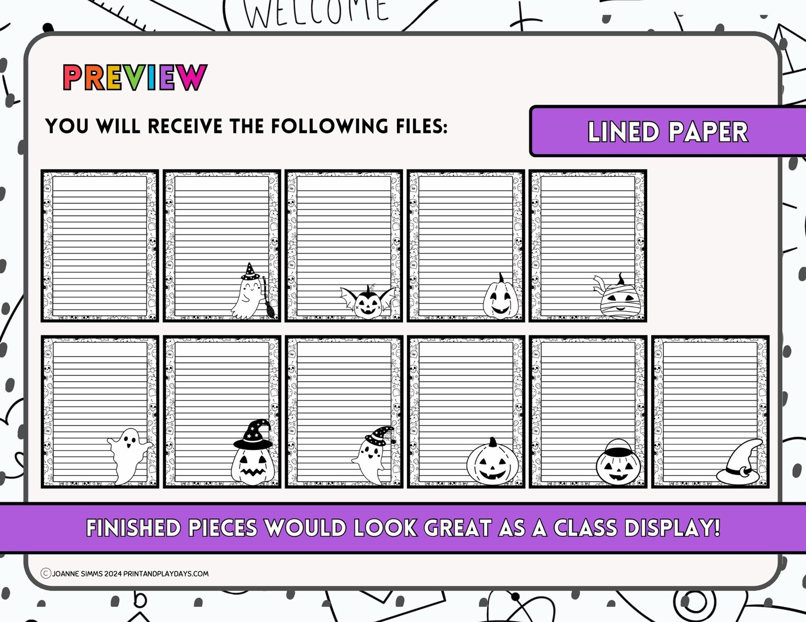 Halloween Themed Writing Paper With Borders | Halloween Classroom ...