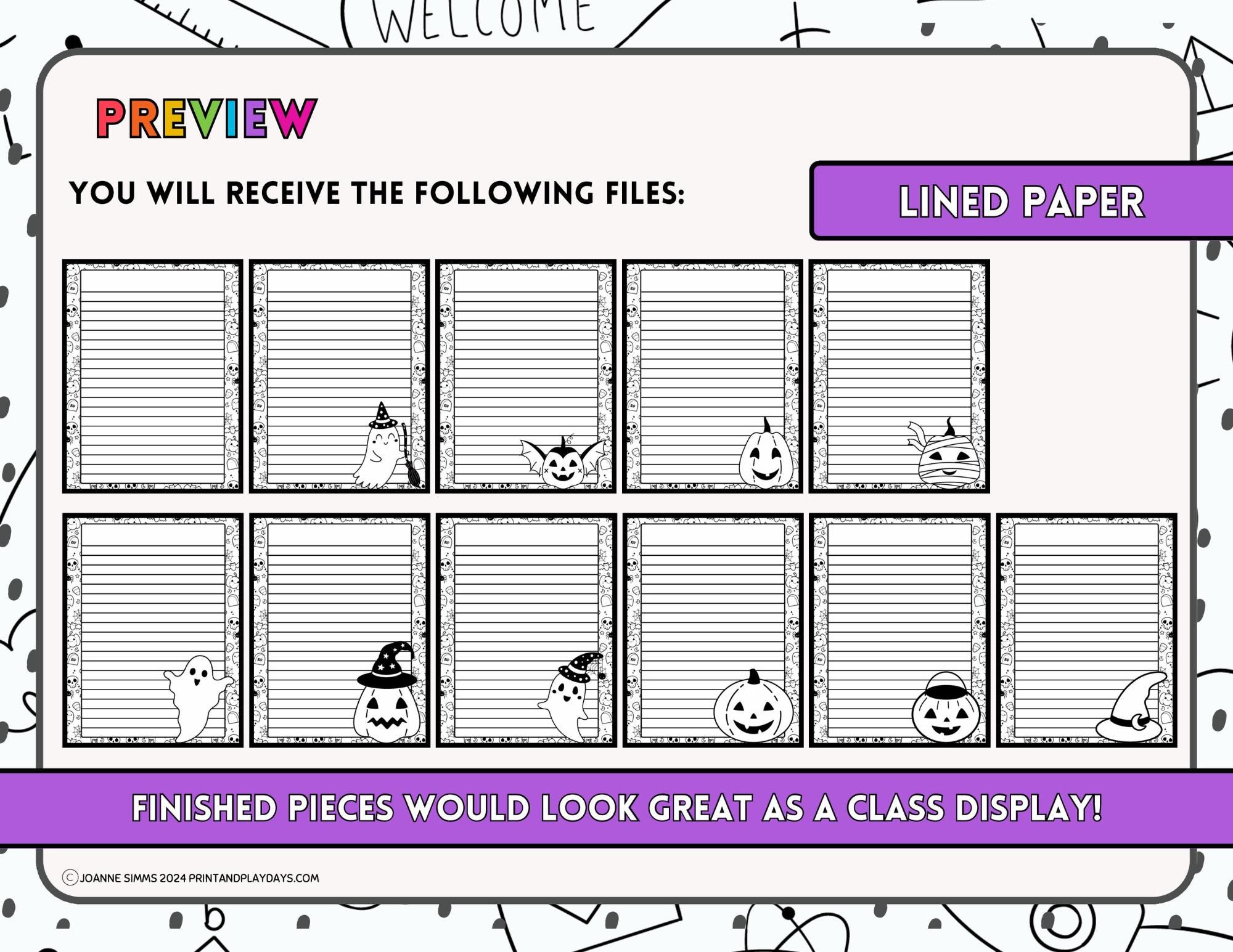 Halloween Themed Writing Paper With Borders | Halloween Classroom ...