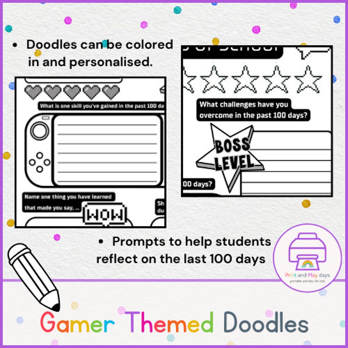 100th Day of School Snapshot Sheet | Reflection and Writing Frame - Etsy
