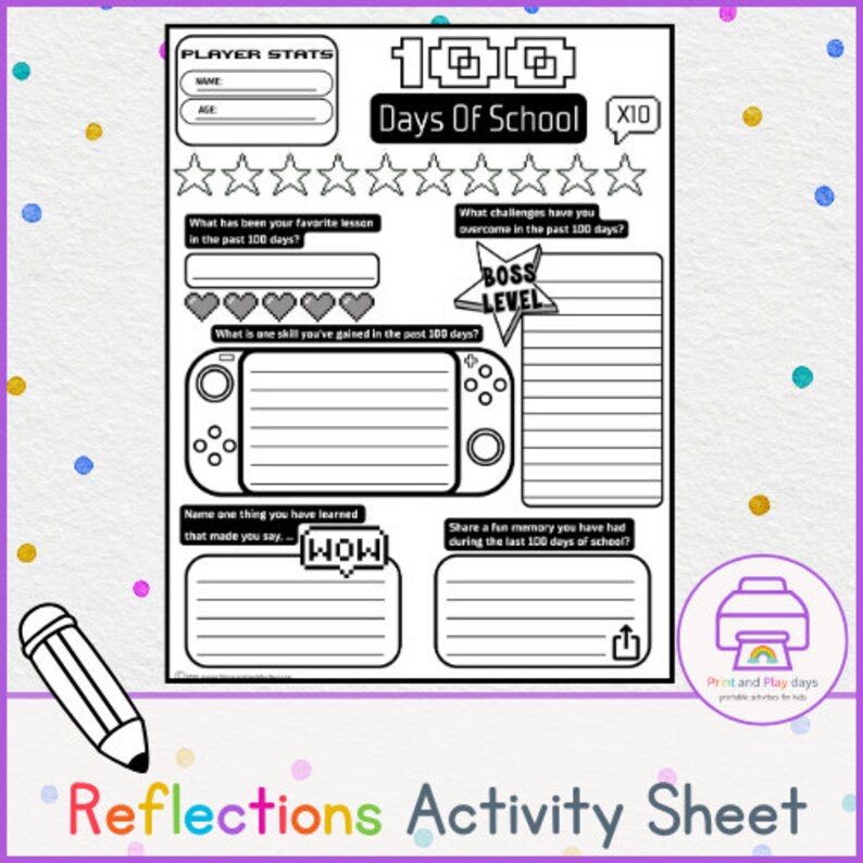 100th Day of School Snapshot Sheet | Reflection and Writing Frame - Etsy