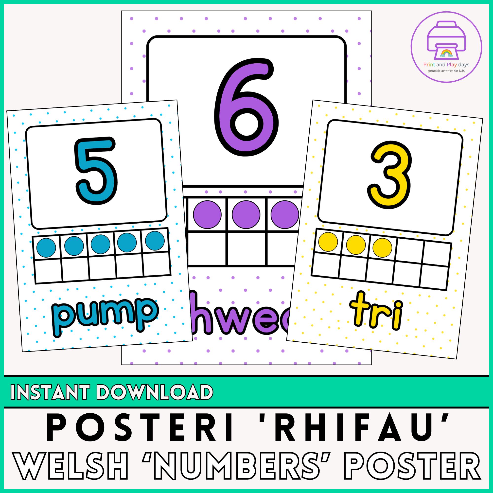 Welsh 'numbers' Display Posters | Posteri Rhifau | Welsh Educational ...