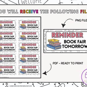 Book Fair Reminder Sticker for Teacher and Student Folders, Planners ...