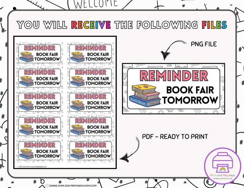 Book Fair Reminder Sticker for Teacher and Student Folders, Planners ...