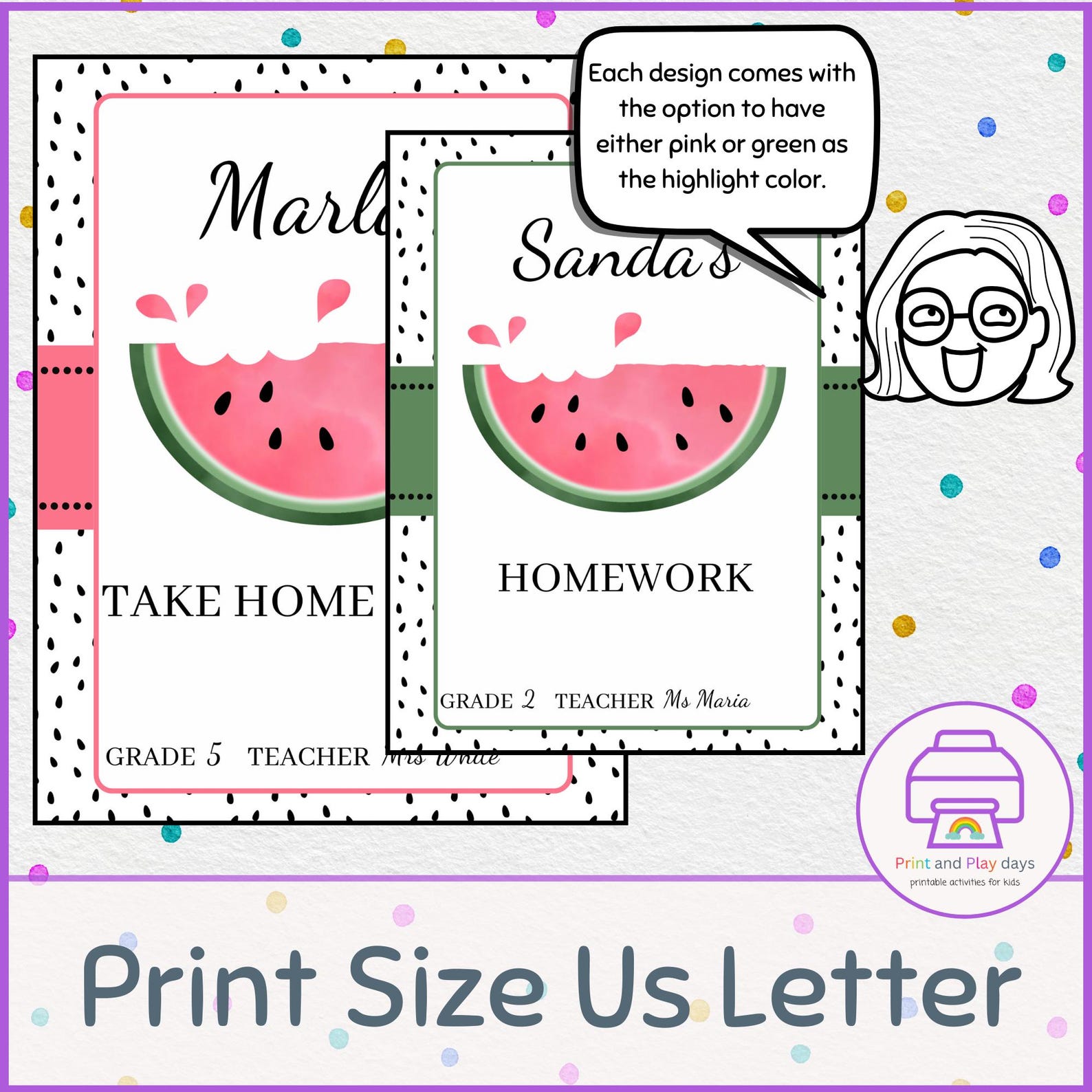 Teacher and Student Binder Covers Watermelon Theme Editable in CANVA ...