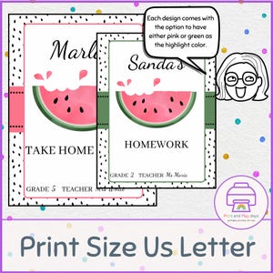 Teacher and Student Binder Covers Watermelon Theme Editable in CANVA ...