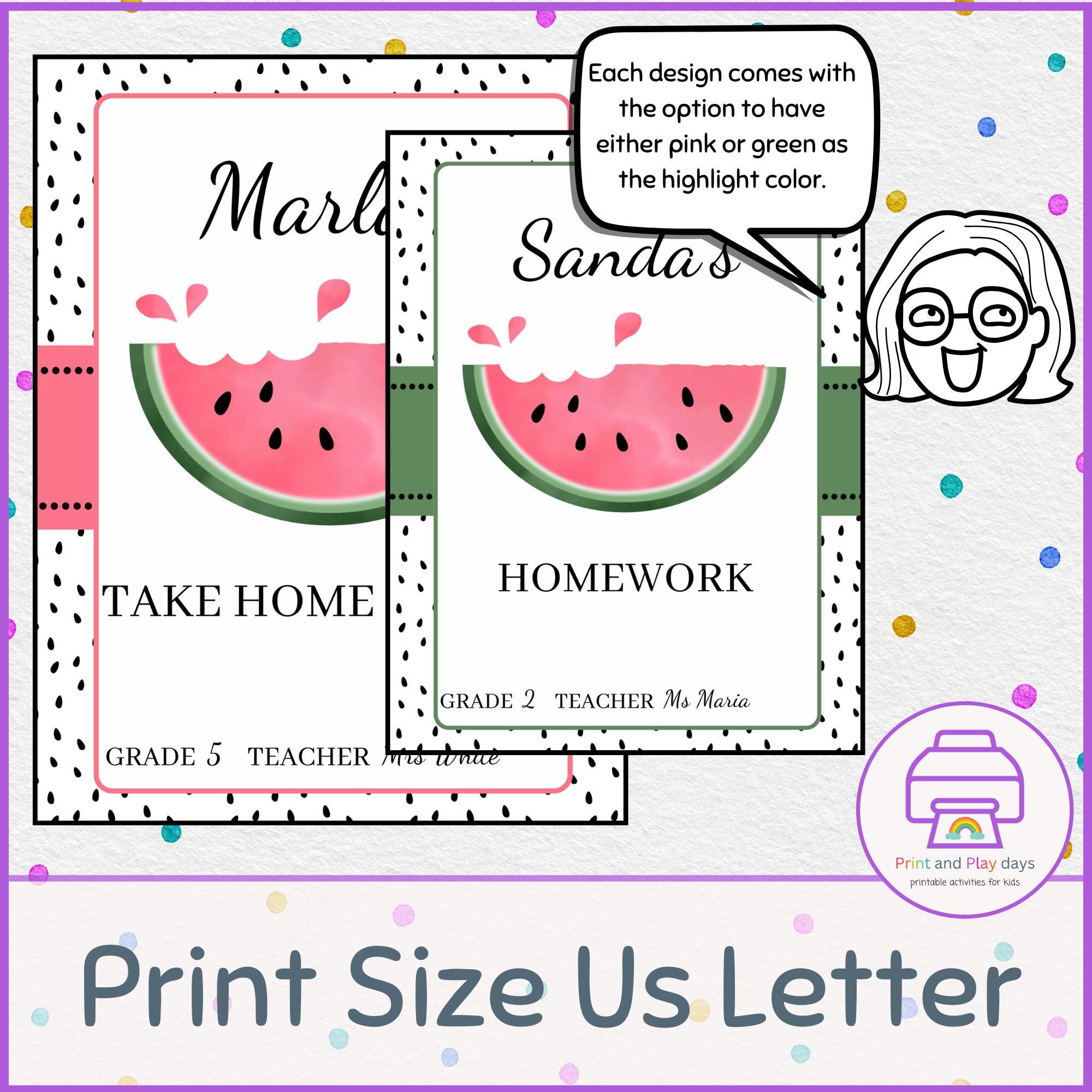 Teacher and Student Binder Covers Watermelon Theme Editable in CANVA ...