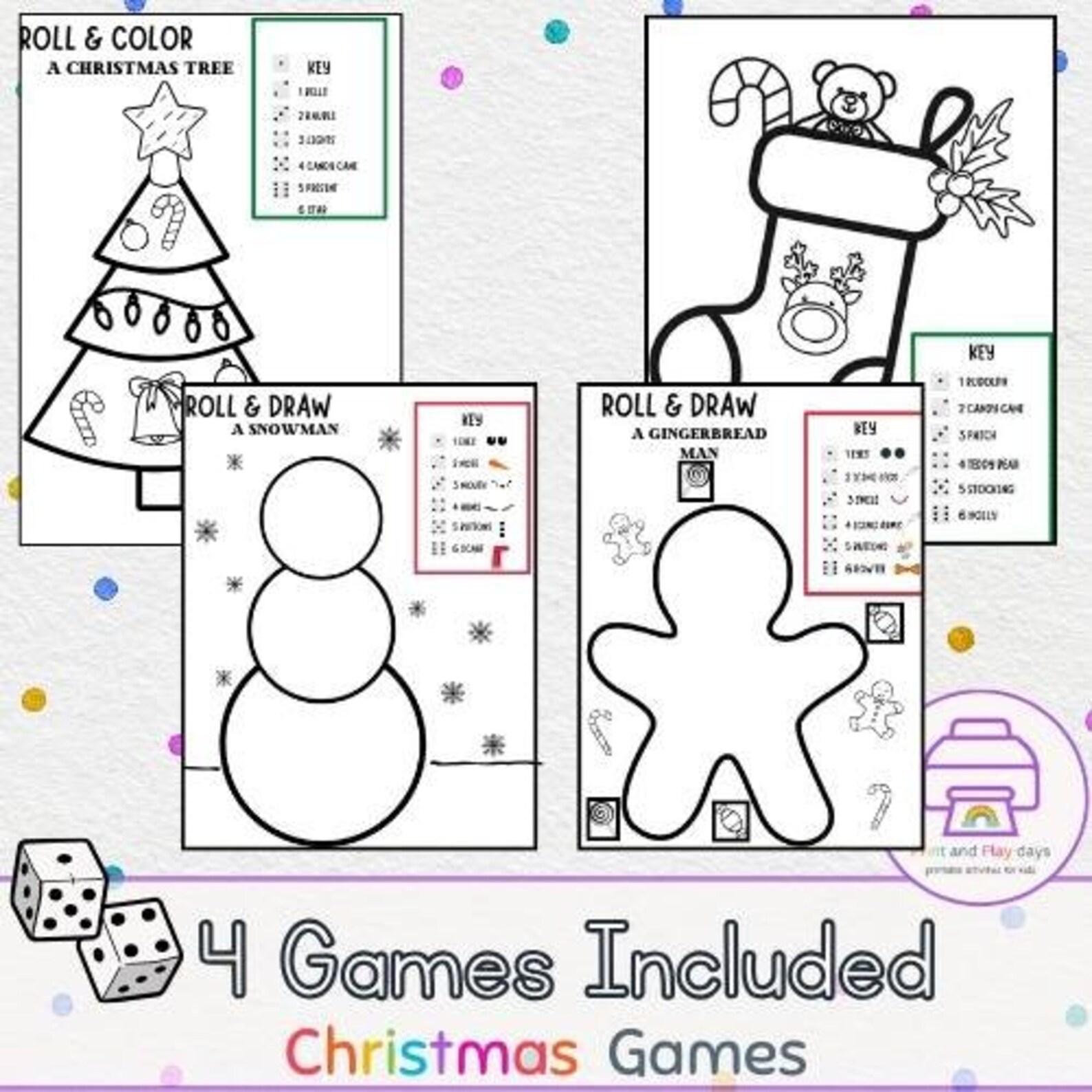 Roll the Dice Christmas Games | Make A Dice | Gingerbread, Snowman ...