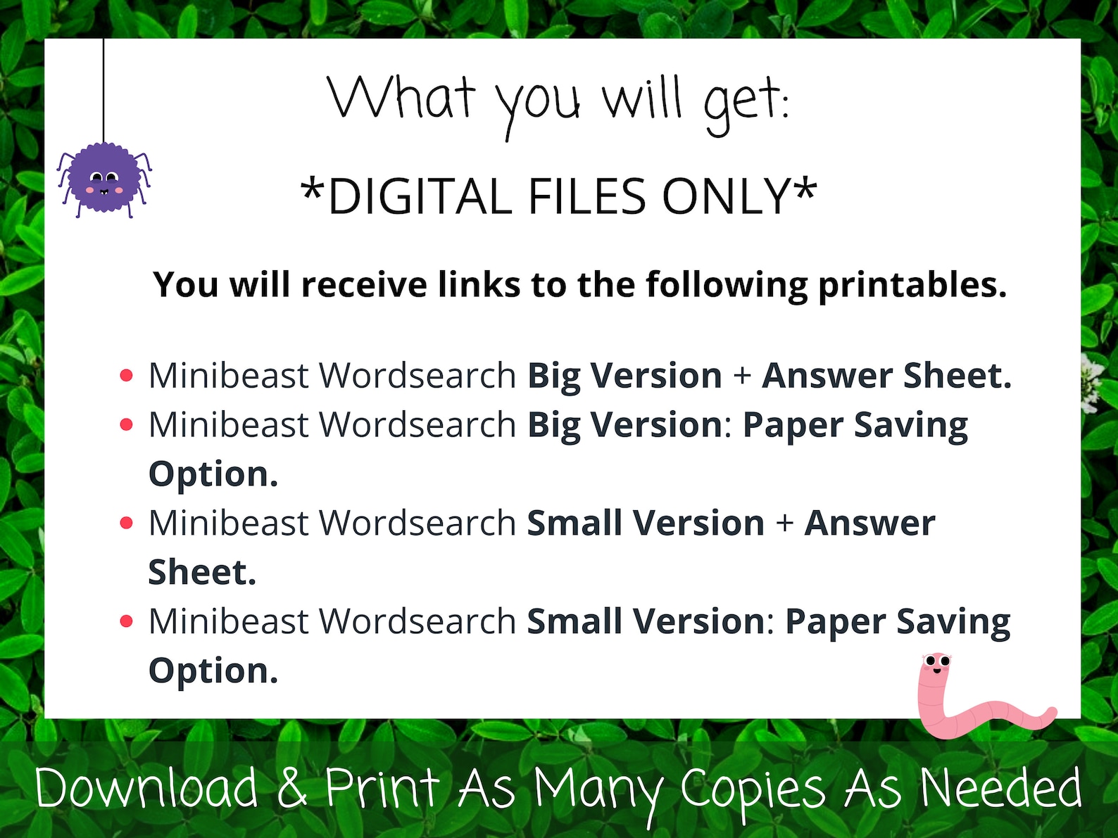 Minibeast Word Search Bugs Word Search for Kids Nature - Etsy