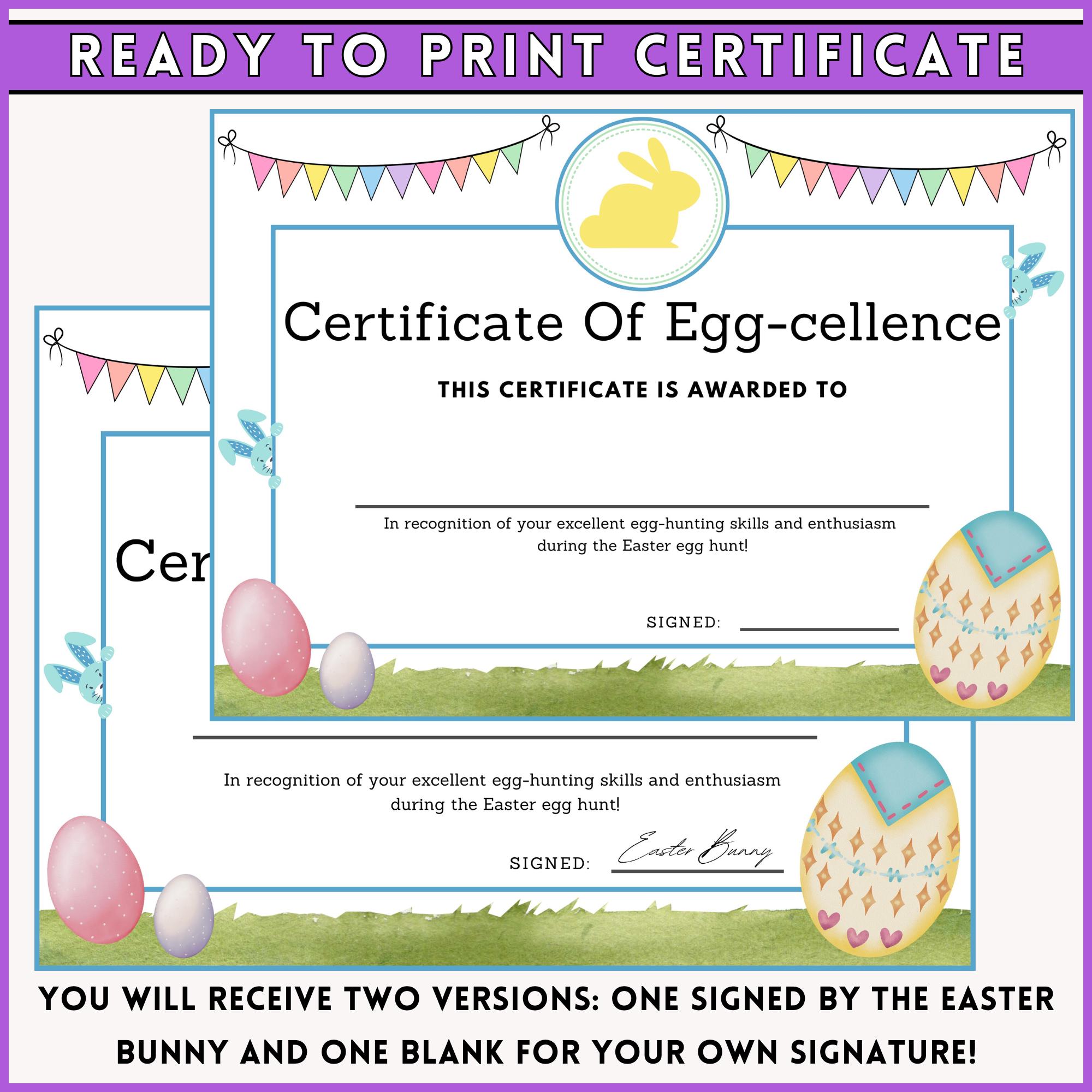 Easter Egg Hunt Participation Certificate | Editable Easter Bunny ...