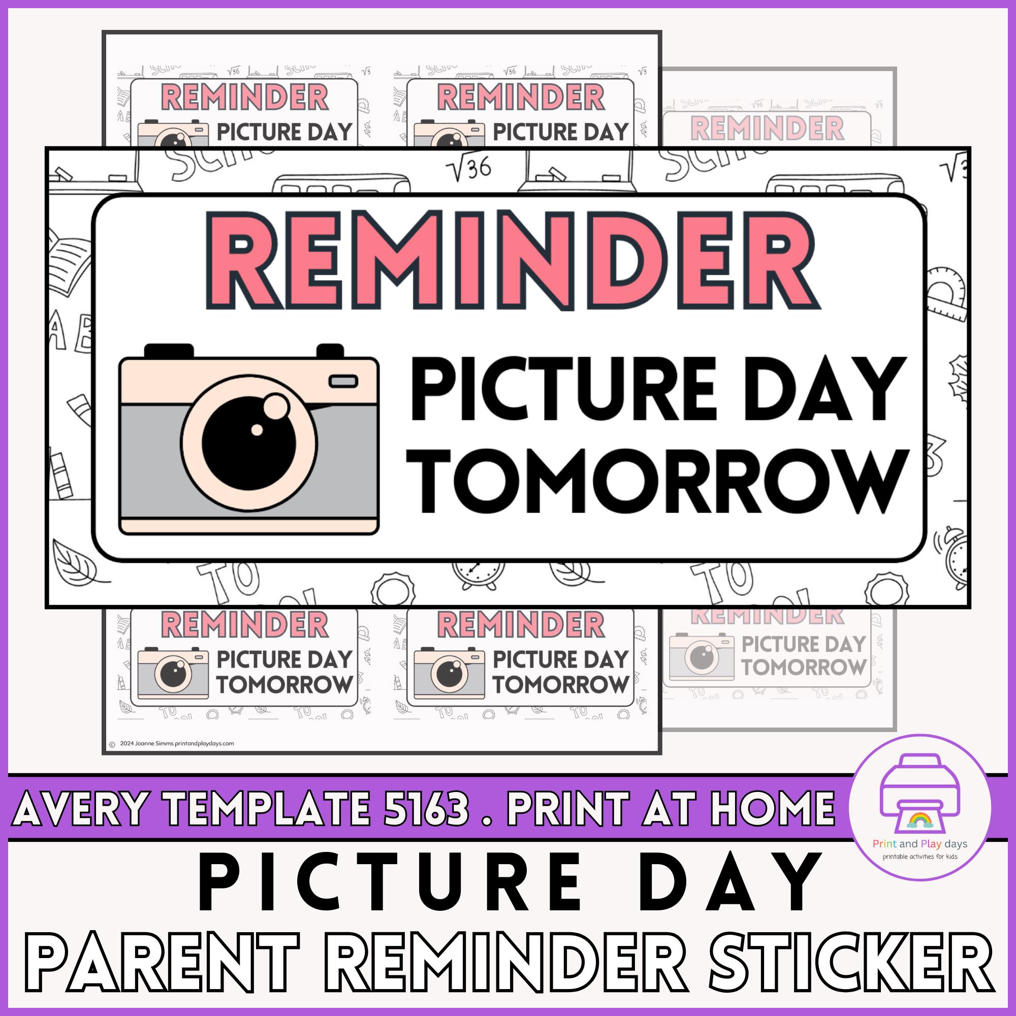 School Picture Day Reminder Sticker for Teachers and Parents | School ...