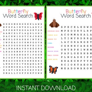 Butterfly Word Search Nature Activities for Kids | Wordsearch for Kids ...