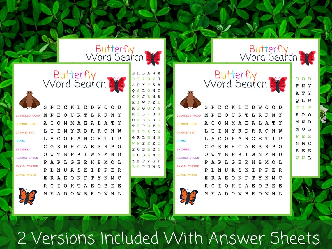 Butterfly Word Search Nature Activities for Kids | Wordsearch for Kids ...