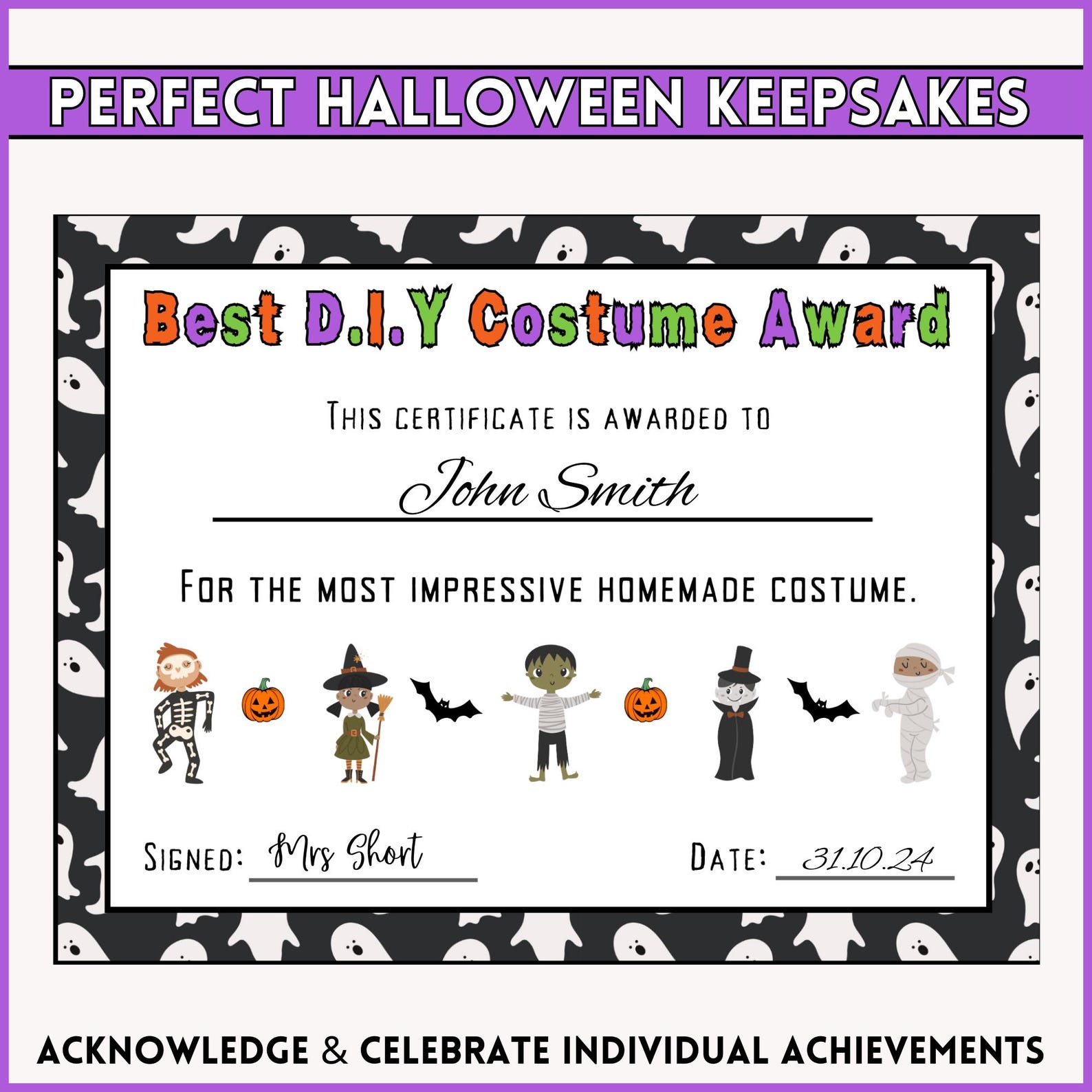 Halloween Costume Certificates | Best Costume Certificates | Halloween ...