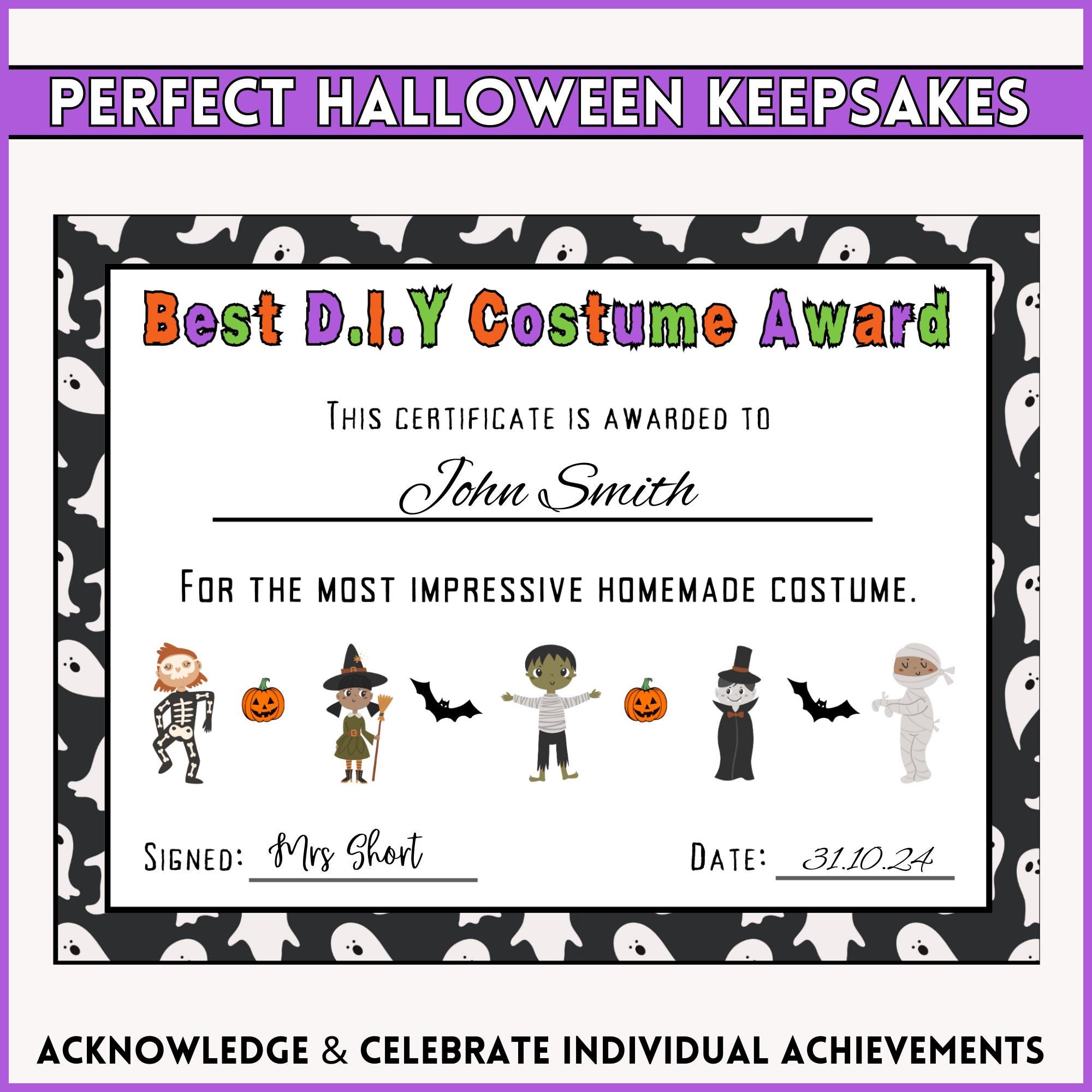 Halloween Costume Certificates | Best Costume Certificates | Halloween ...