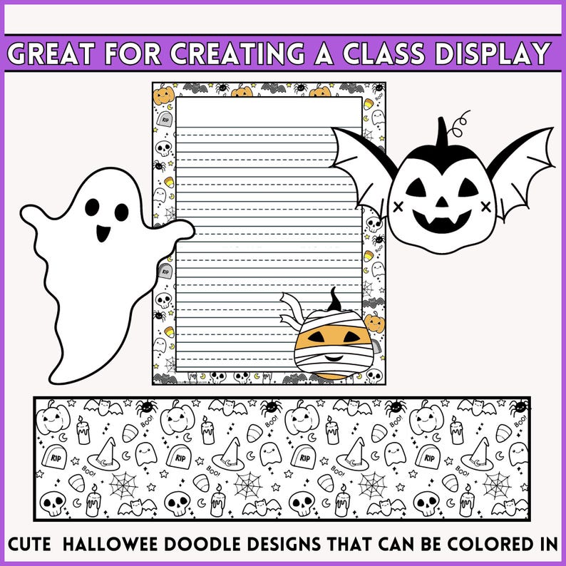 Halloween Themed Writing Paper With Borders | Halloween Classroom ...