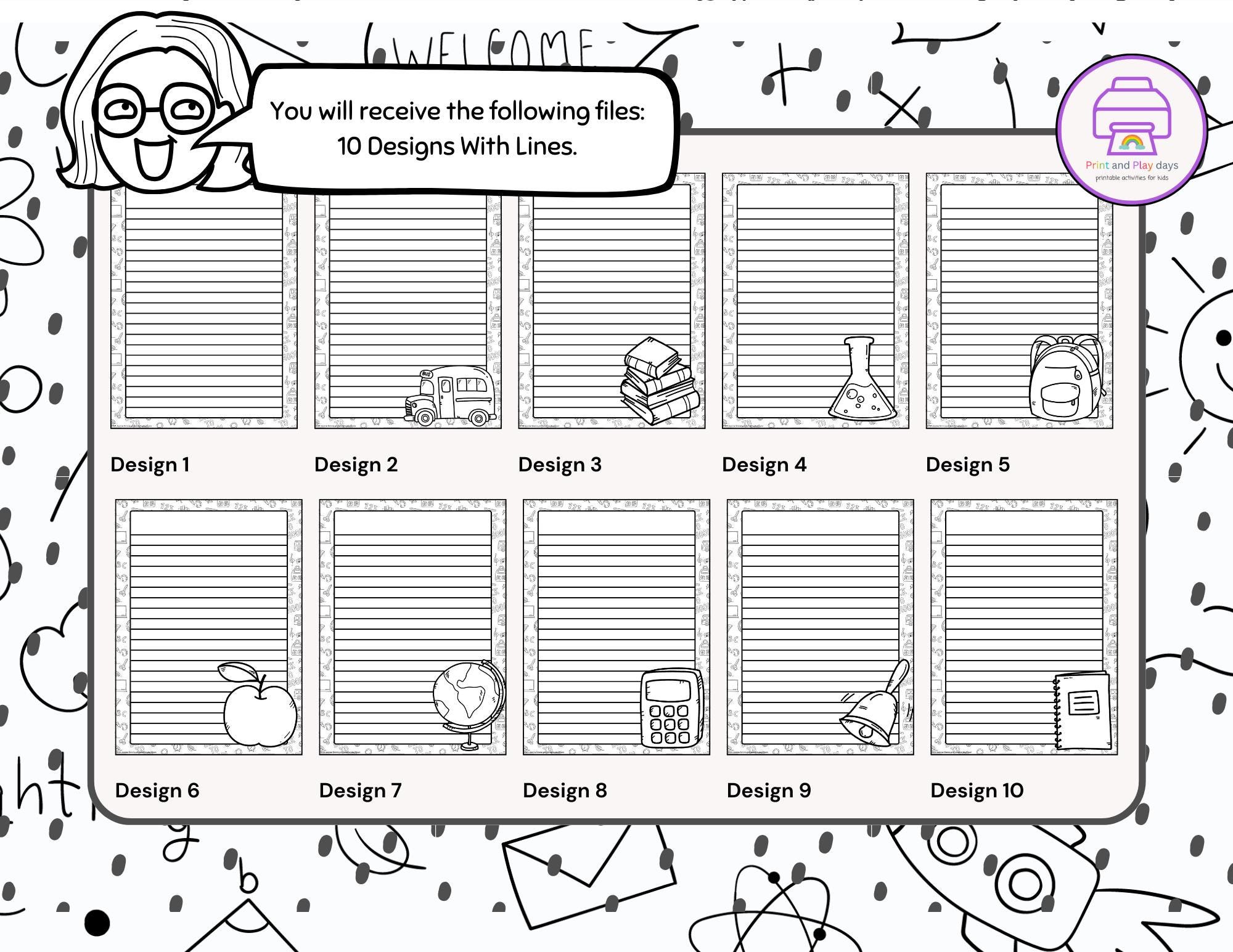 Back to School Writing Paper for Kids | Handwriting Lined Paper - Etsy