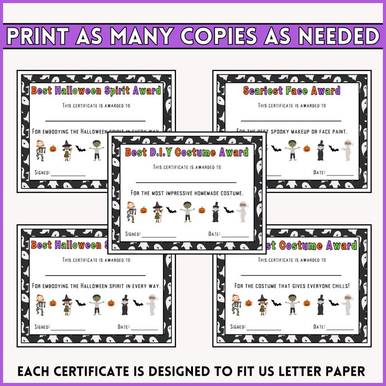 Halloween Costume Certificates | Best Costume Certificates | Halloween ...