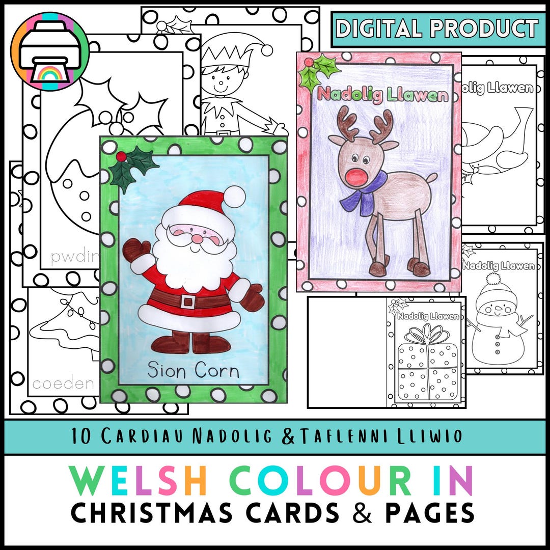 Welsh Christmas Colouring Pages & Nadolig Llawen Welsh Christmas Card ...
