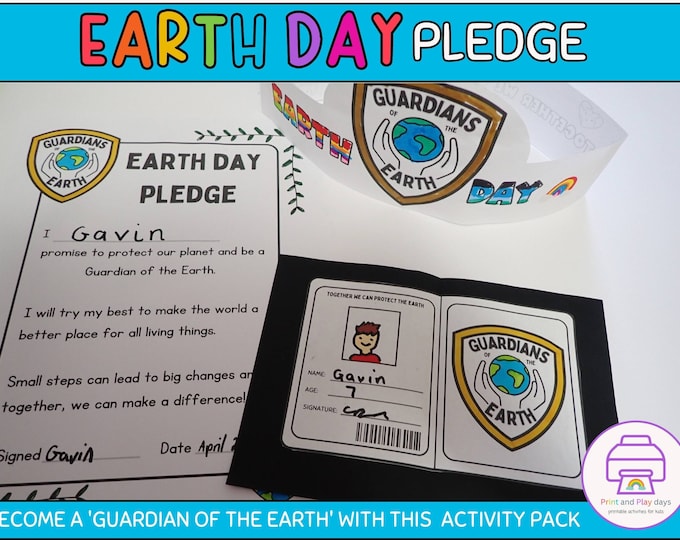 Earth Day Printable Pledge Activity for Kids Earth Day Headbands/crowns ...